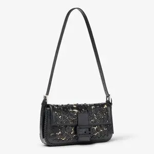 Fendi Baguette® 26424 Black Carved Leather Bag